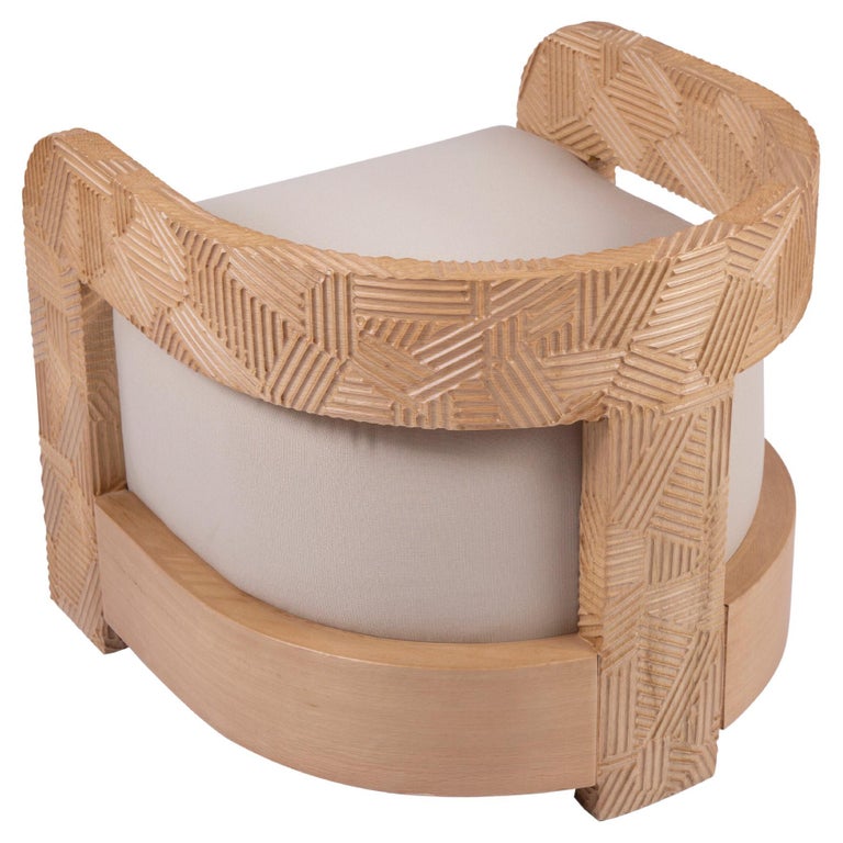 Hand-Carved Massive Oak Outdoor Chair with Rounded Armrests and ...