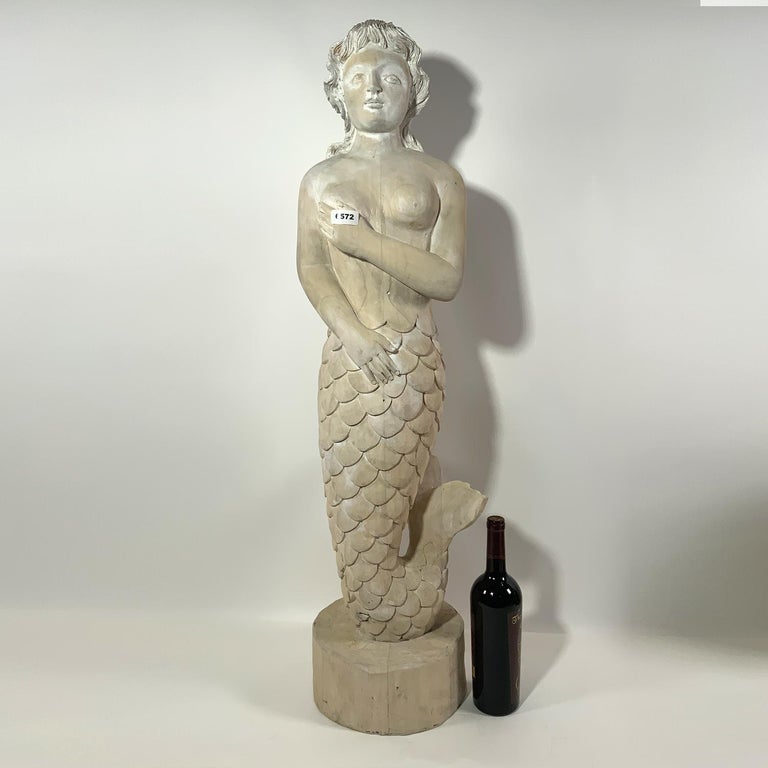 Hand Carved Mermaid Figure For Sale at 1stDibs