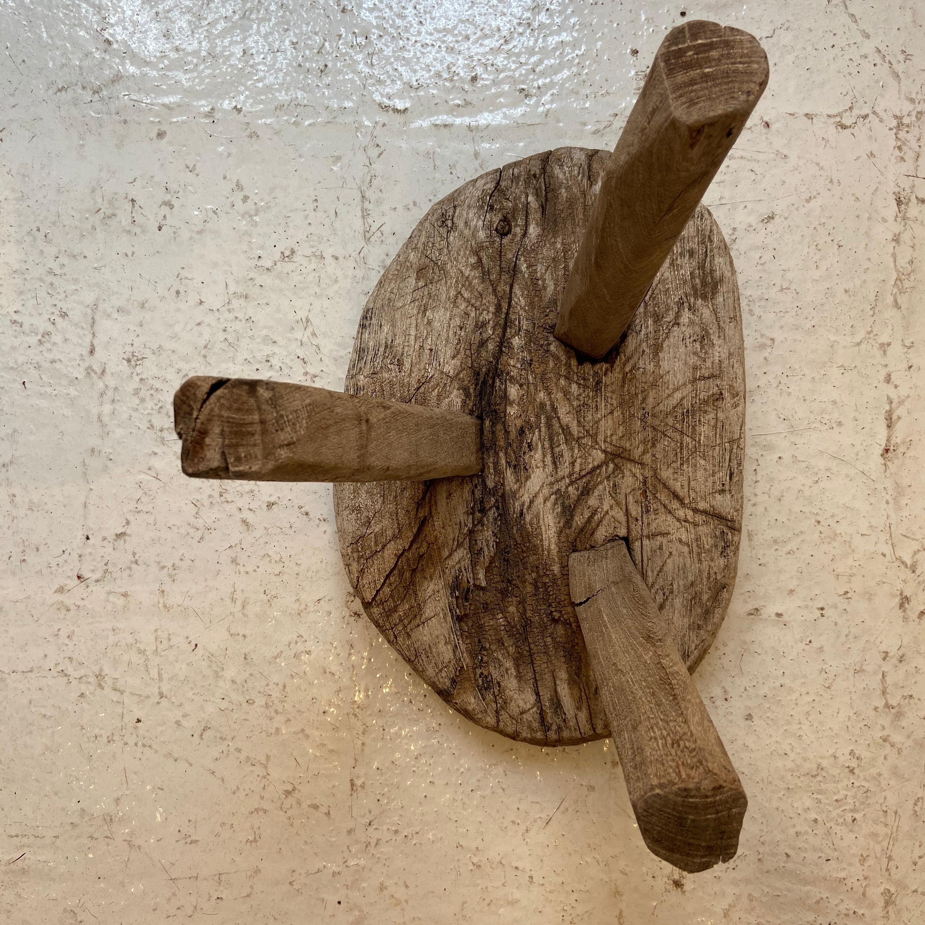 Hand Carved Mesquite Milking Stool from Guanajuato, Mexico, circa 1950s ...