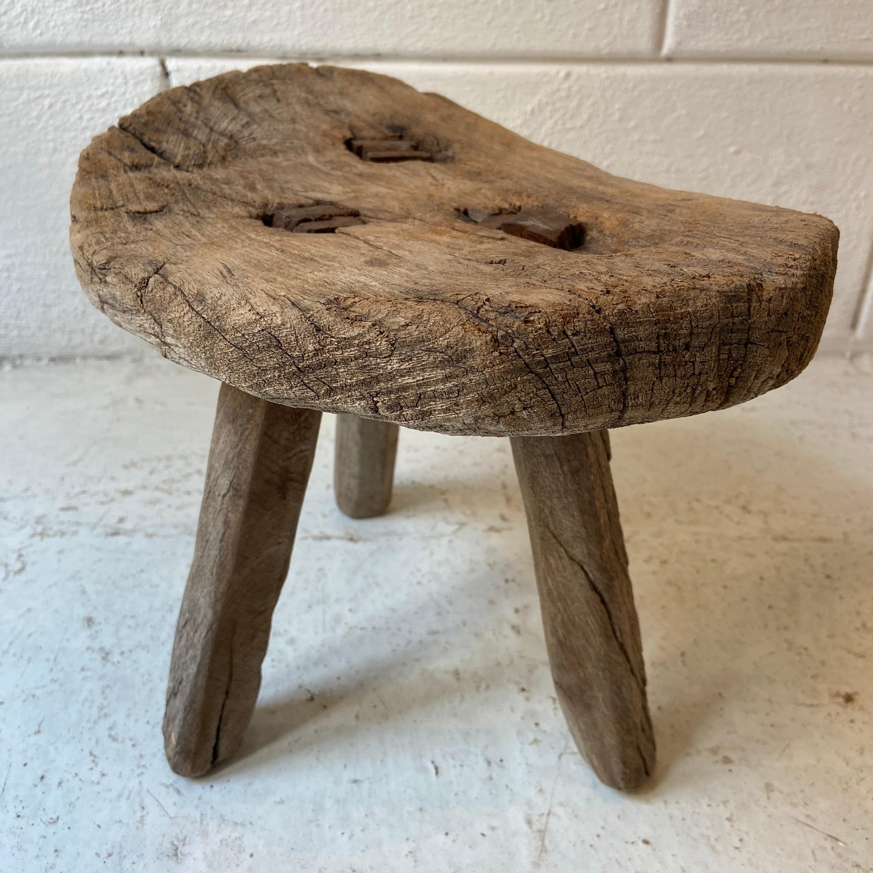 Hand Carved Mesquite Milking Stool from Guanajuato, Mexico, circa 1950s ...