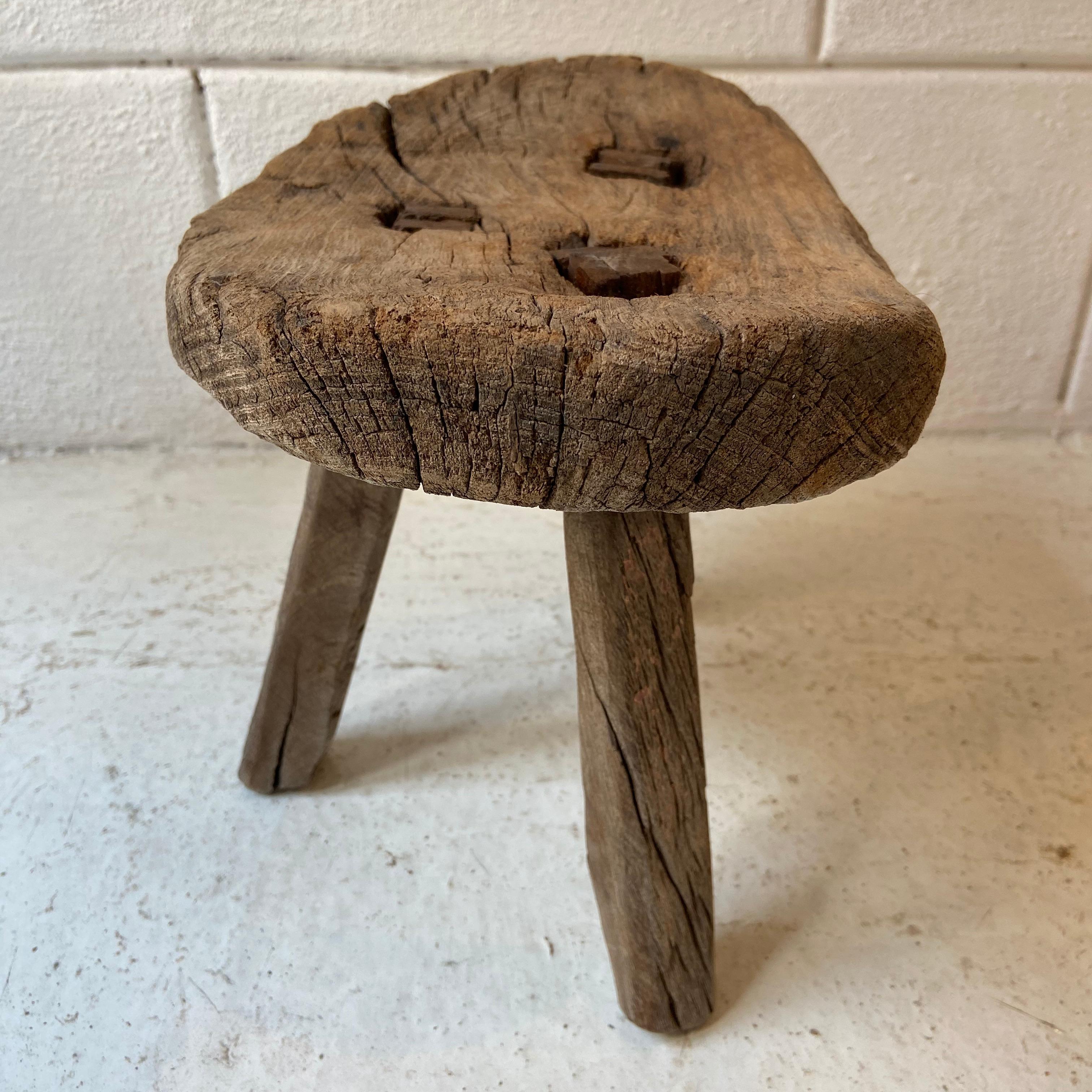 Hand Carved Mesquite Milking Stool from Guanajuato, Mexico, circa 1950s ...