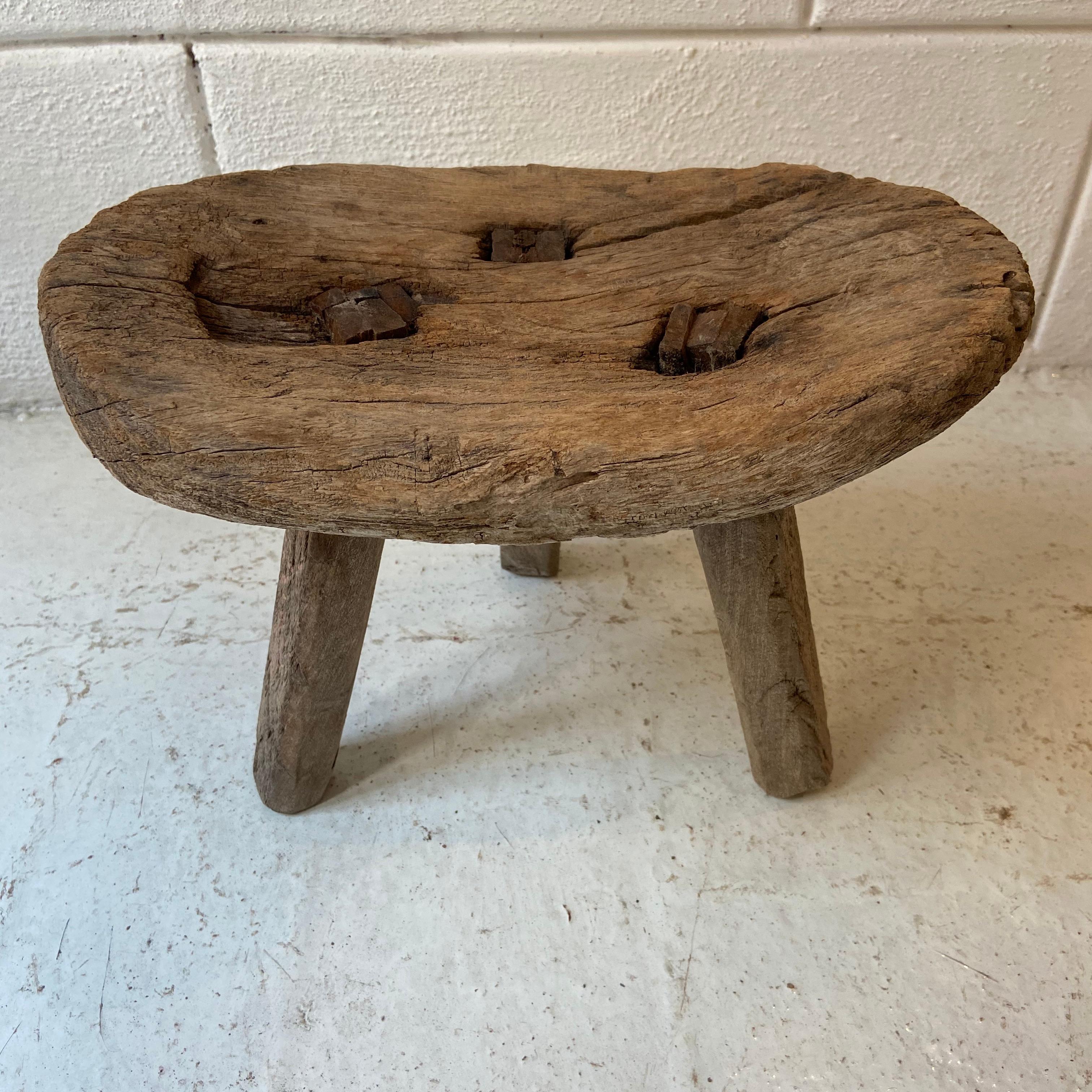 Hand Carved Mesquite Milking Stool from Guanajuato, Mexico, circa 1950s ...