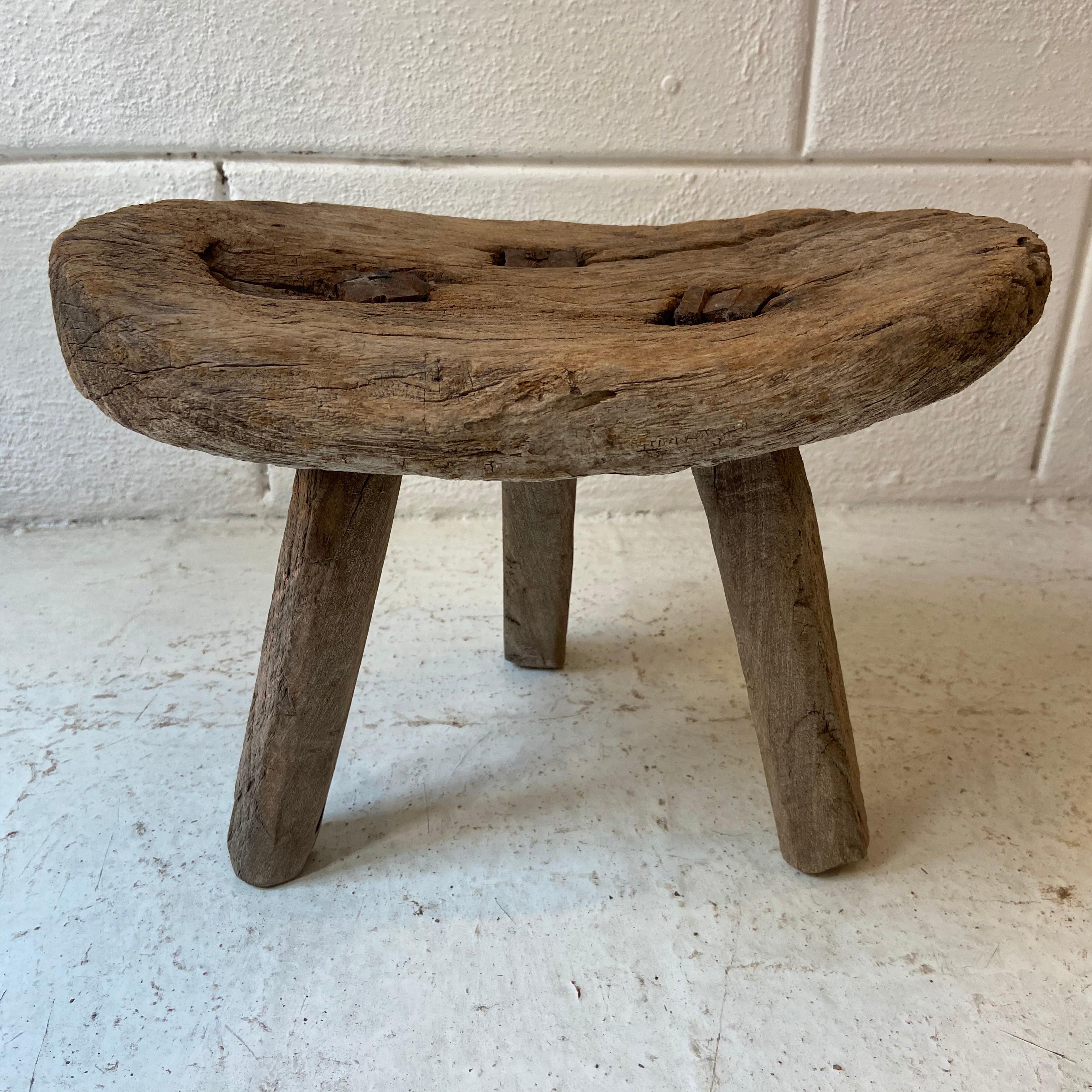 Hand Carved Mesquite Milking Stool from Guanajuato, Mexico, circa 1950s ...