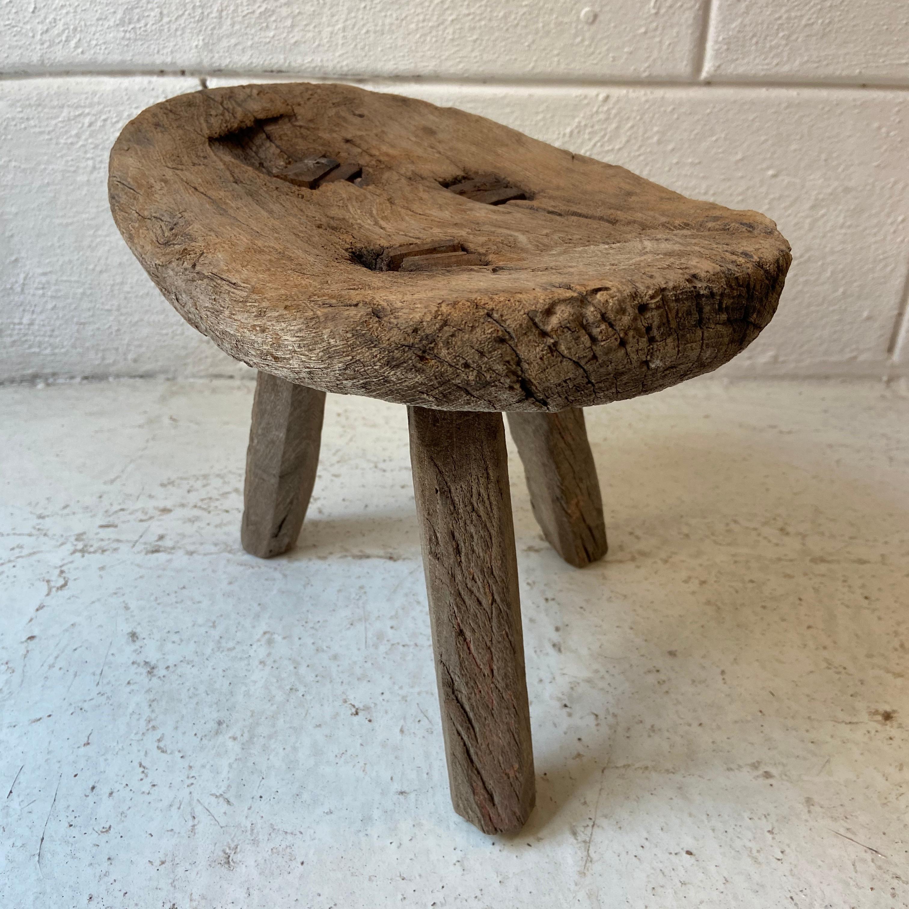 Hand Carved Mesquite Milking Stool from Guanajuato, Mexico, circa 1950s ...