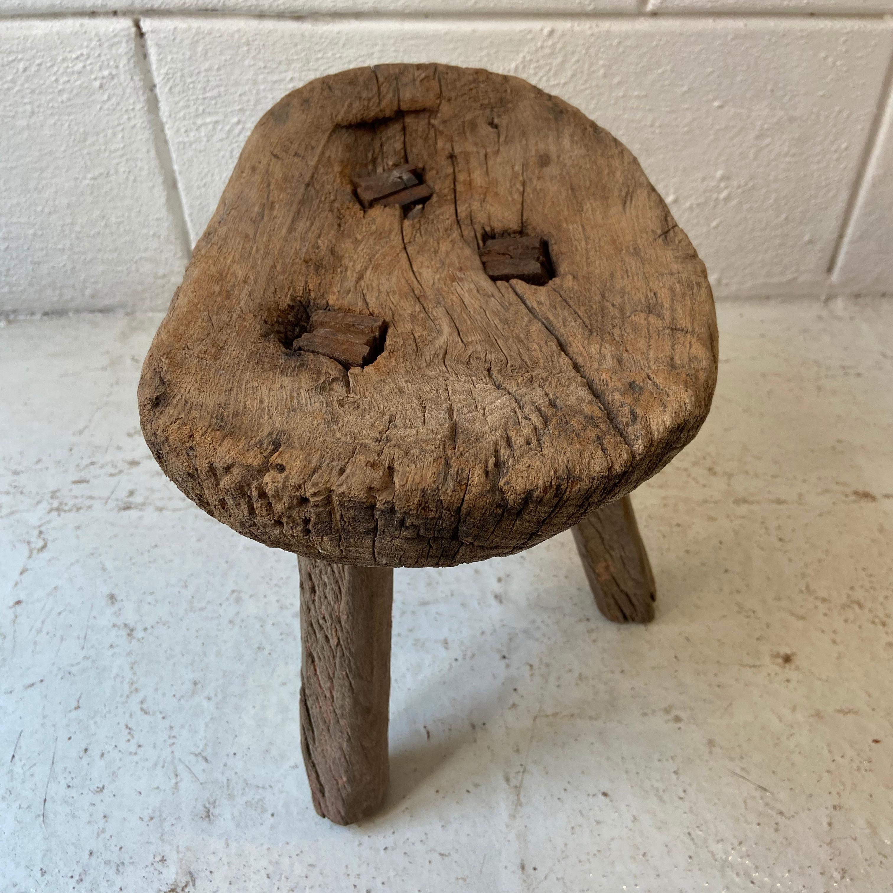 Hand Carved Mesquite Milking Stool from Guanajuato, Mexico, circa 1950s ...