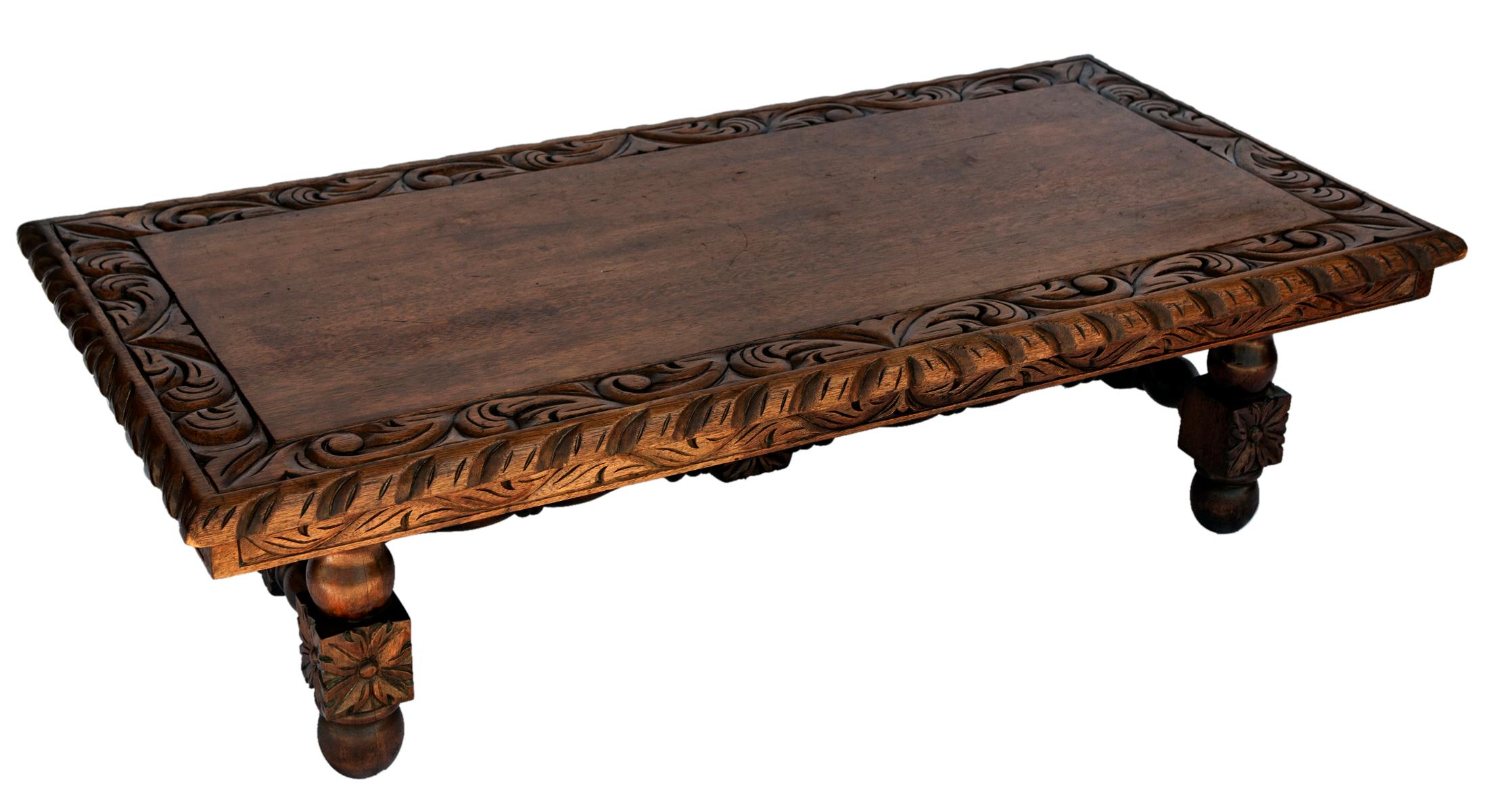 Hand-Carved Mexican Hardwood Coffee Table For Sale at 1stDibs