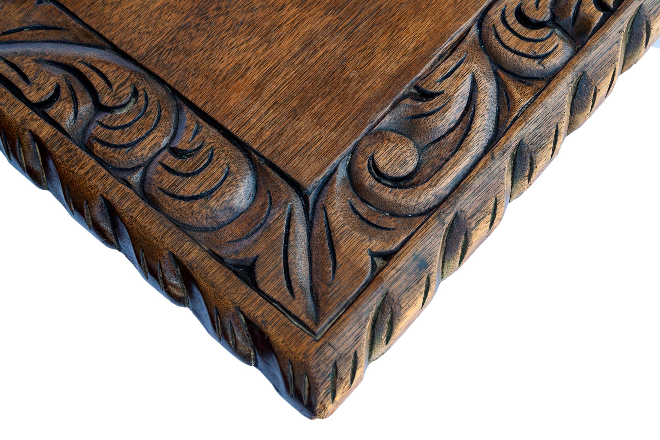 Hand-Carved Mexican Hardwood Coffee Table For Sale at 1stDibs