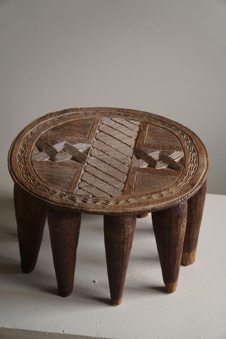 Hand Carved "Nupe Tribe" Stool With 10 Legs, Wabi Sabi, Made in Nigeria ...