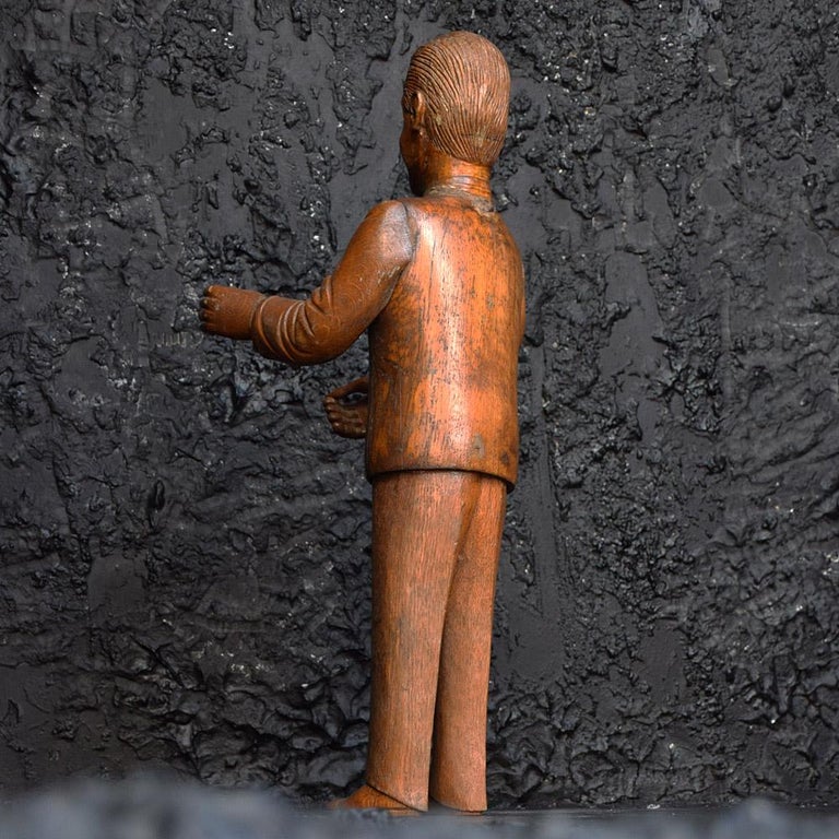 Hand Carved Oak English Folk-art Gentleman Figure, circa 1930 at 1stDibs