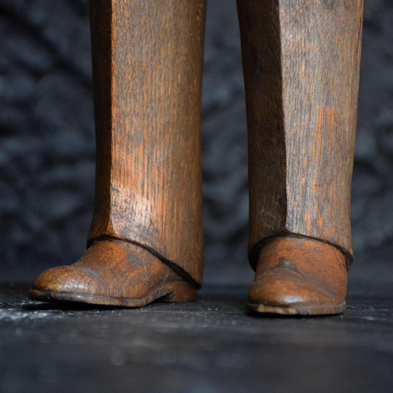 Hand Carved Oak English Folk-art Gentleman Figure, circa 1930 at 1stDibs