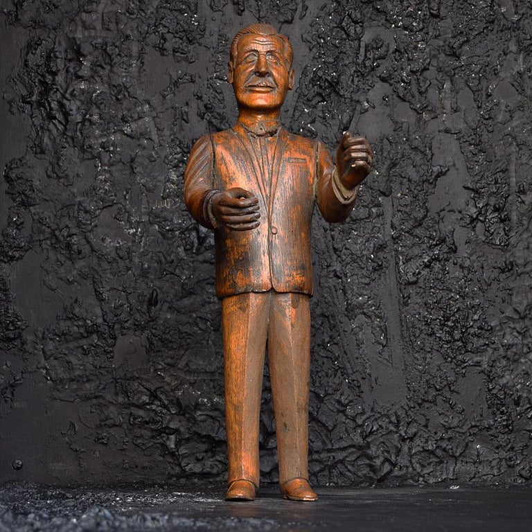Hand Carved Oak English Folk-art Gentleman Figure, circa 1930 at 1stDibs