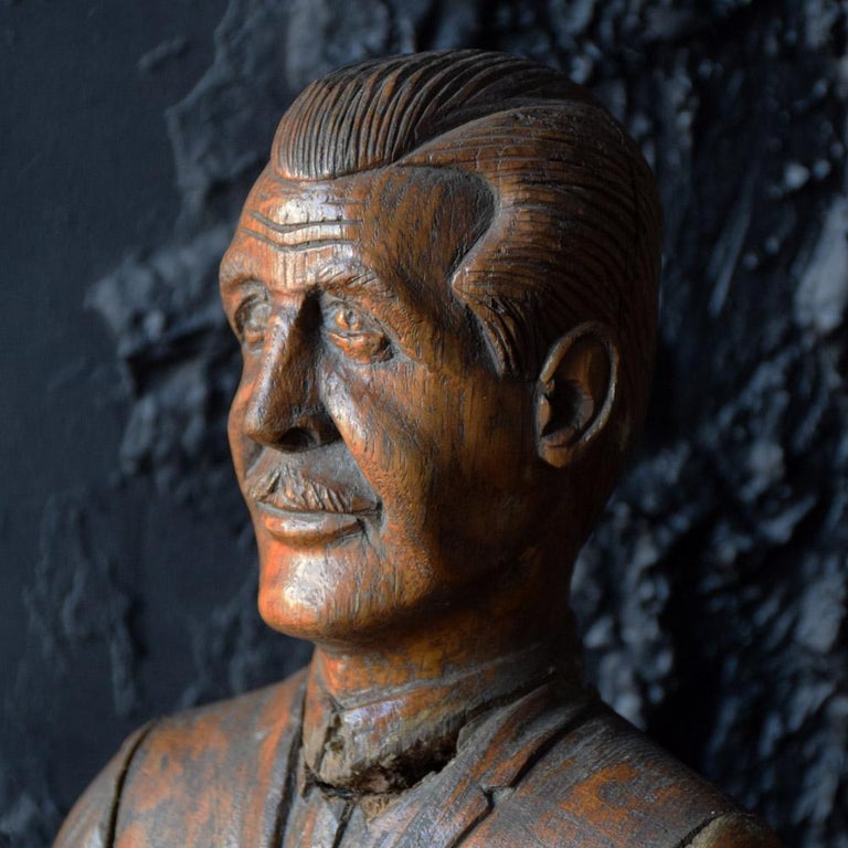 Hand Carved Oak English Folk-art Gentleman Figure, circa 1930 at 1stDibs