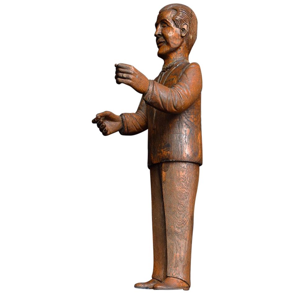 Hand Carved Oak English Folk-art Gentleman Figure, circa 1930 at 1stDibs