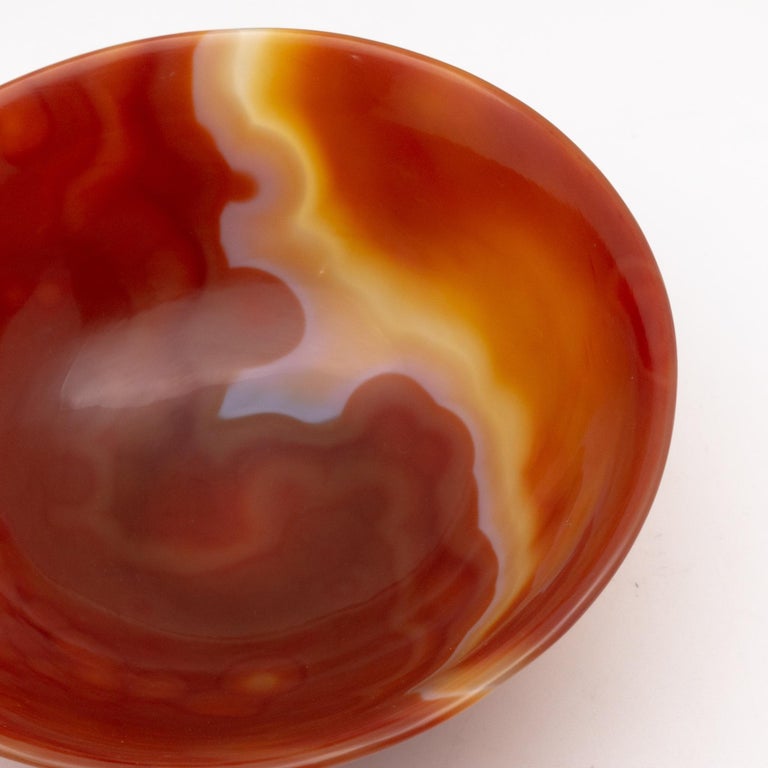 Hand Carved Orange Agate Semi-Precious Stone Bowl at 1stDibs