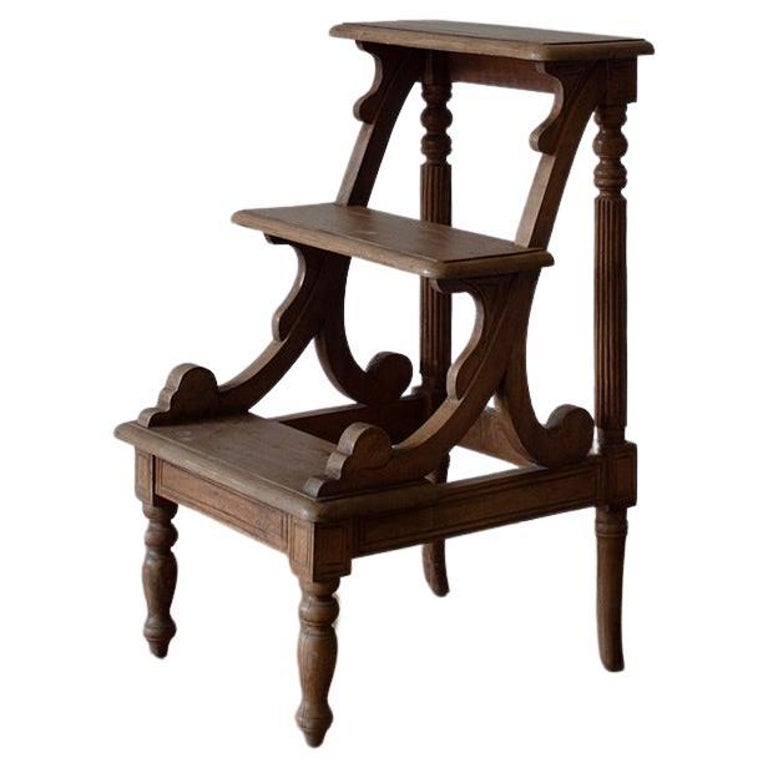 Hand-Carved Ornate Decorated French Wooden Library Step in Belle Époque ...