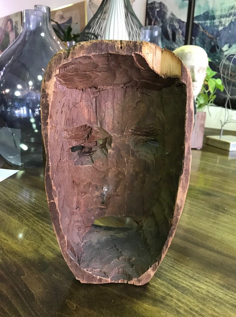Hand Carved Wood Painted and Pigmented Primitive Tribal Mask For Sale ...
