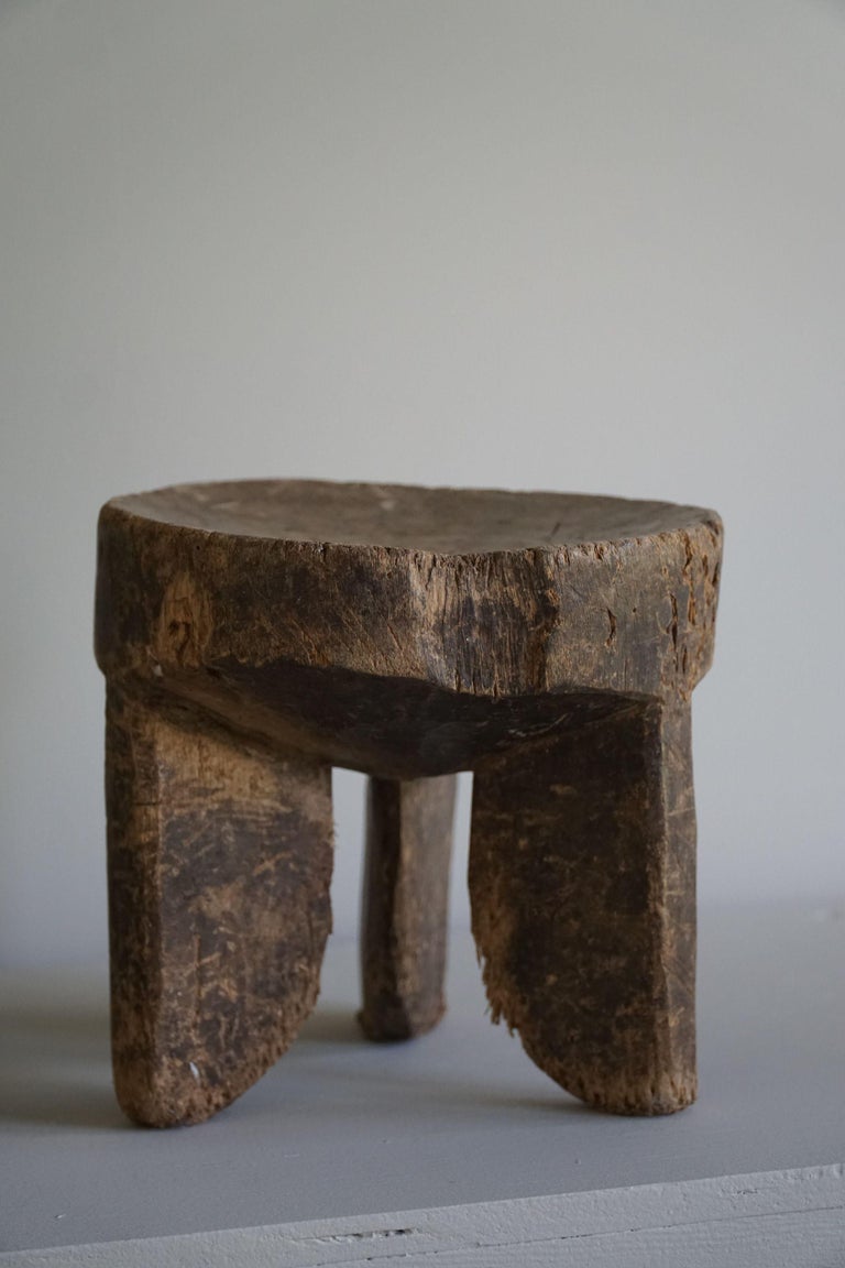 Hand Carved Pair of Wooden Kamba Stools, Kenya, Wabi Sabi, Mid-20th ...