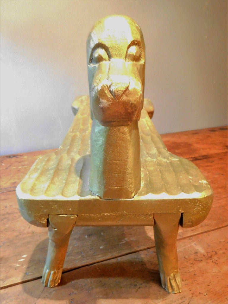 Hand-Carved Postmodernism Dog Footstool, Stephen Huneck Folk Art, circa ...