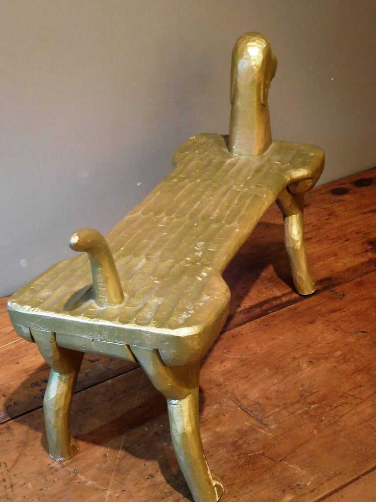 Hand-Carved Postmodernism Dog Footstool, Stephen Huneck Folk Art, circa ...