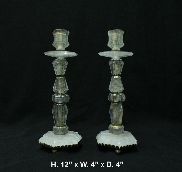 Hand Carved Rock Crystal Candlesticks For Sale at 1stdibs