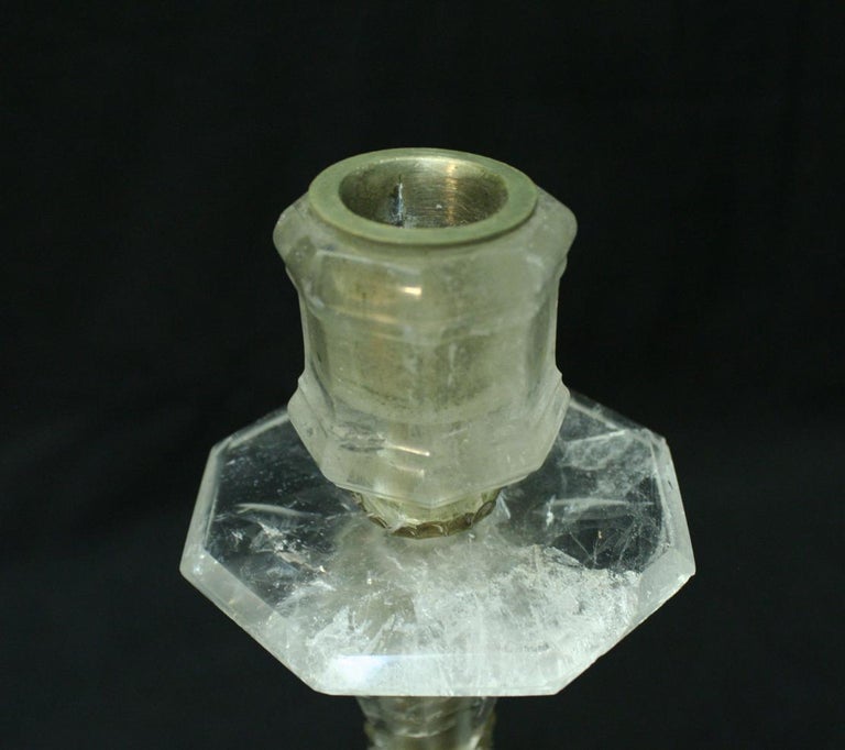 Hand Carved Rock Crystal Candlesticks For Sale at 1stdibs