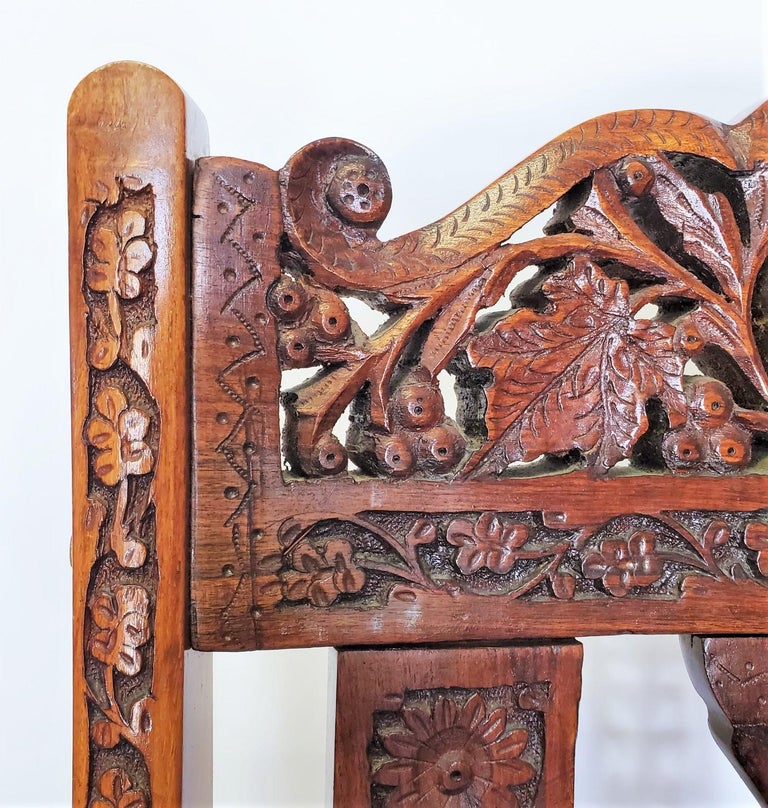 Hand Carved Rocking Chair with Floral and Camel Design at 1stDibs ...