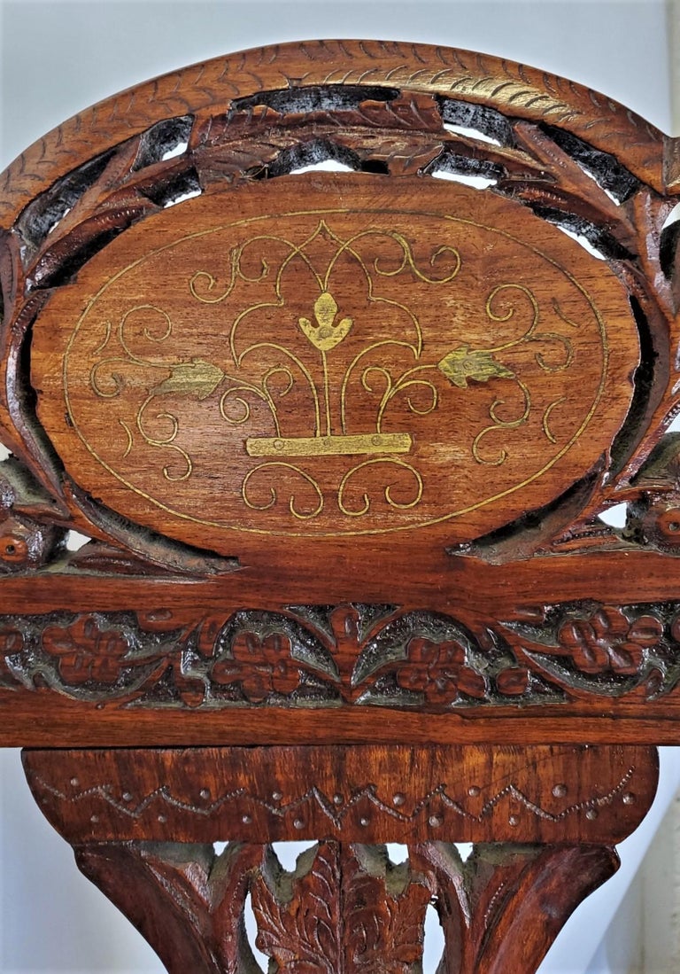 Hand Carved Rocking Chair with Floral and Camel Design at 1stDibs ...