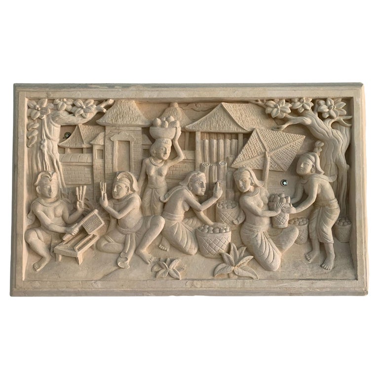 Hand-Carved Sandstone Carving from Bali For Sale at 1stDibs