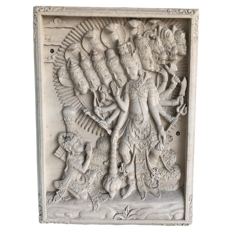 Hand-Carved Sandstone Carving with Hindu Gods from Bali For Sale at 1stDibs