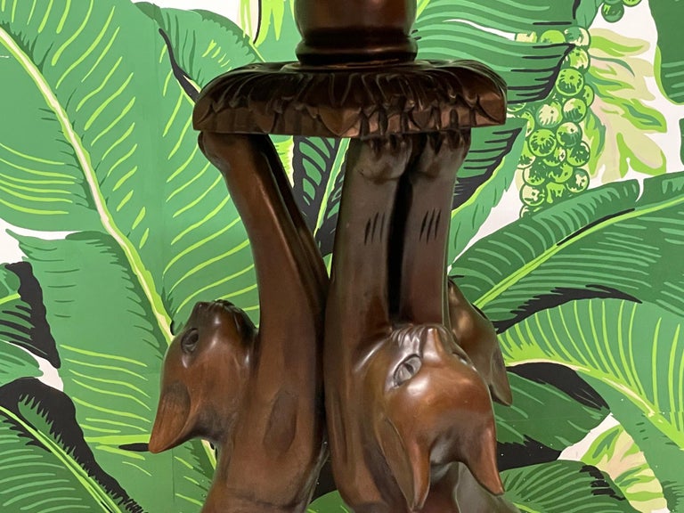 Hand Carved Sculptural Cat End Table For Sale at 1stDibs