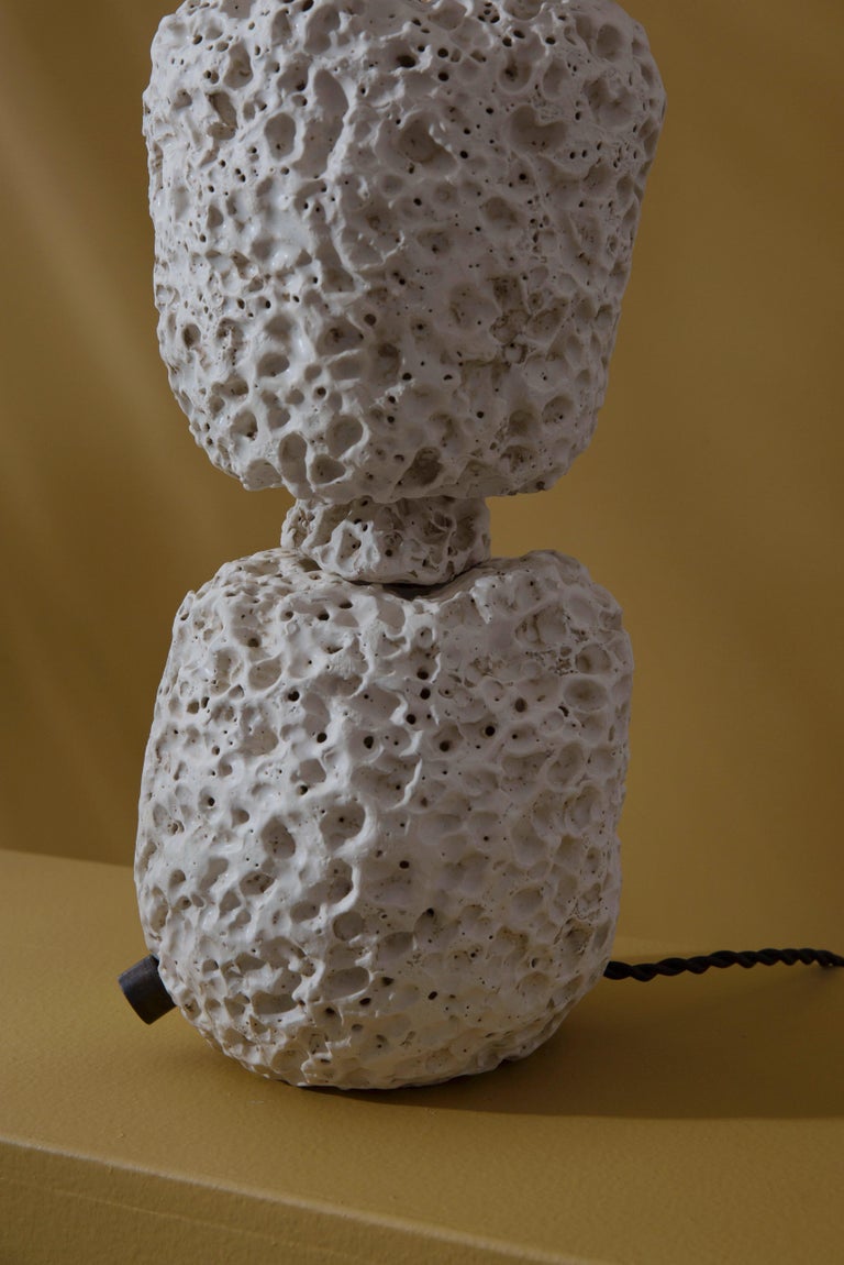 Hand Carved Sculptural Stoneware Table Lamp by LGS Studio at 1stDibs