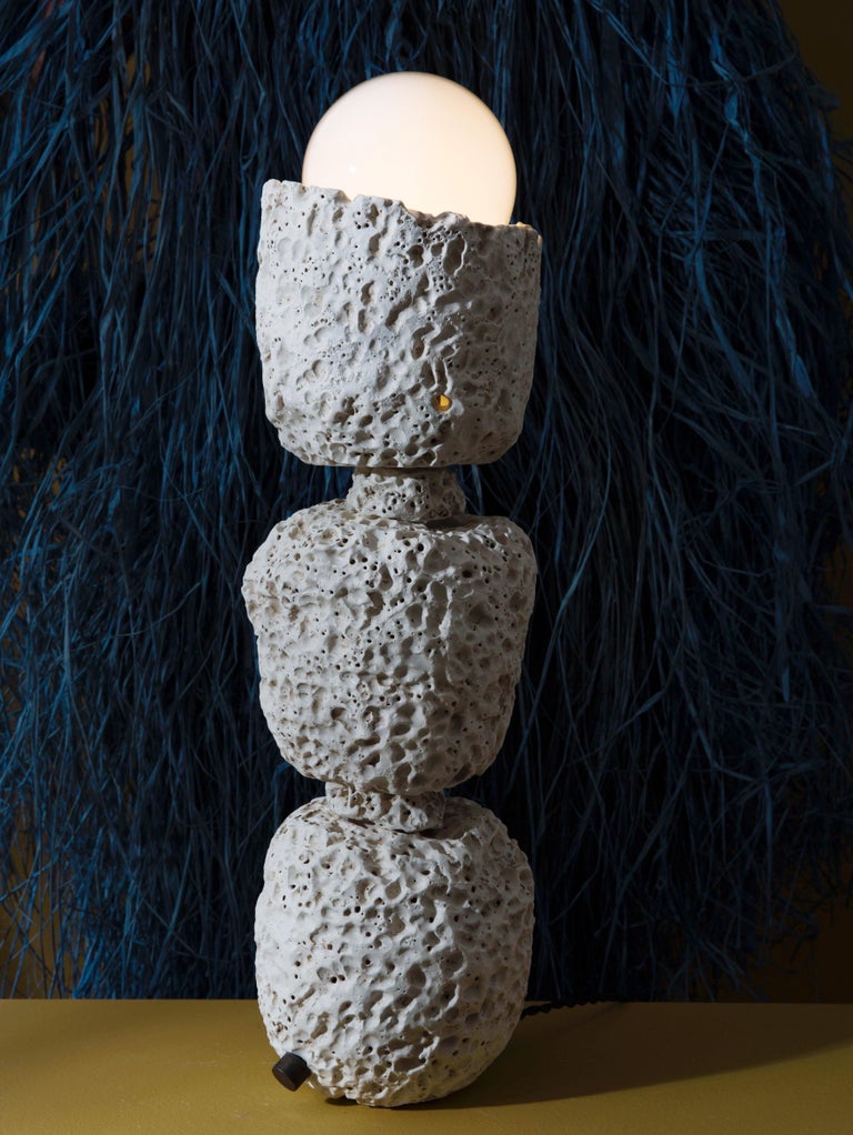 Hand Carved Sculptural Stoneware Table Lamp by LGS Studio at 1stDibs