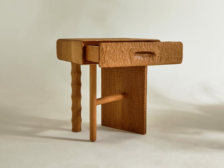 Hand-Carved Sculptural White Oak Piece and Quiet Side Table or ...