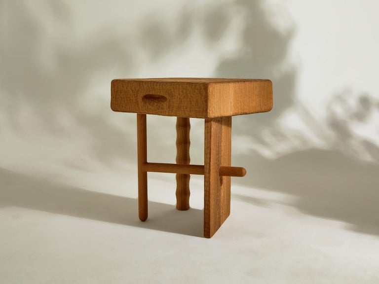 Hand-Carved Sculptural White Oak Piece and Quiet Side Table or ...