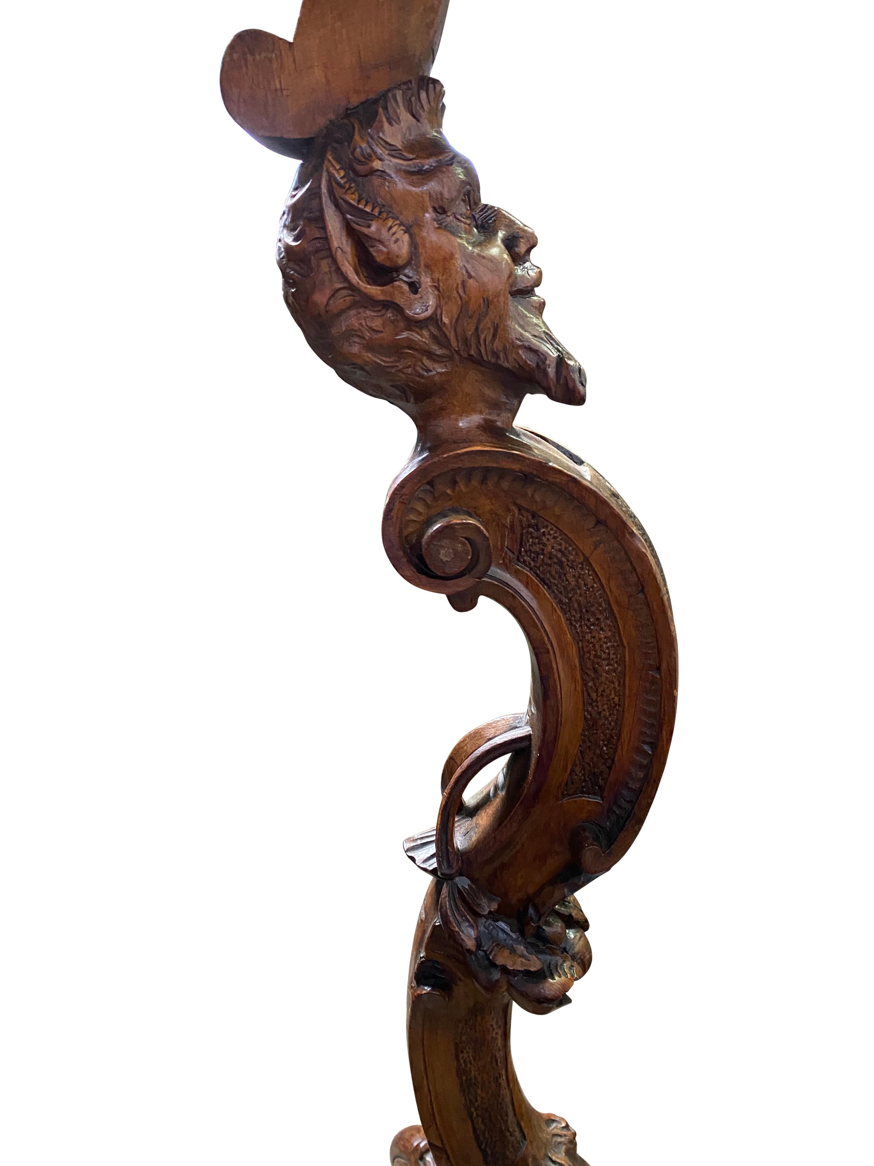 Hand Carved Side Table with Men's Face, 19th Century For Sale at 1stDibs