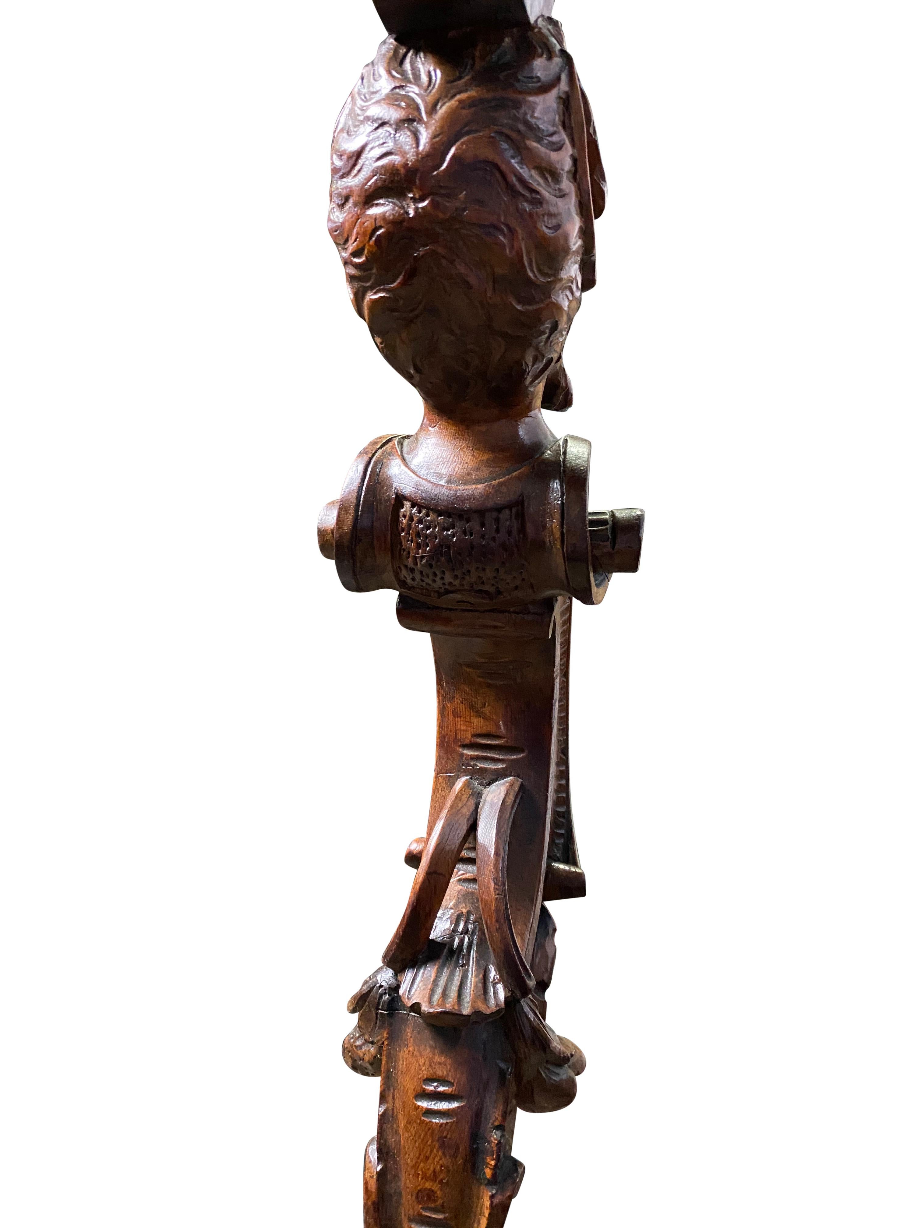 Hand Carved Side Table with Men's Face, 19th Century For Sale at 1stDibs
