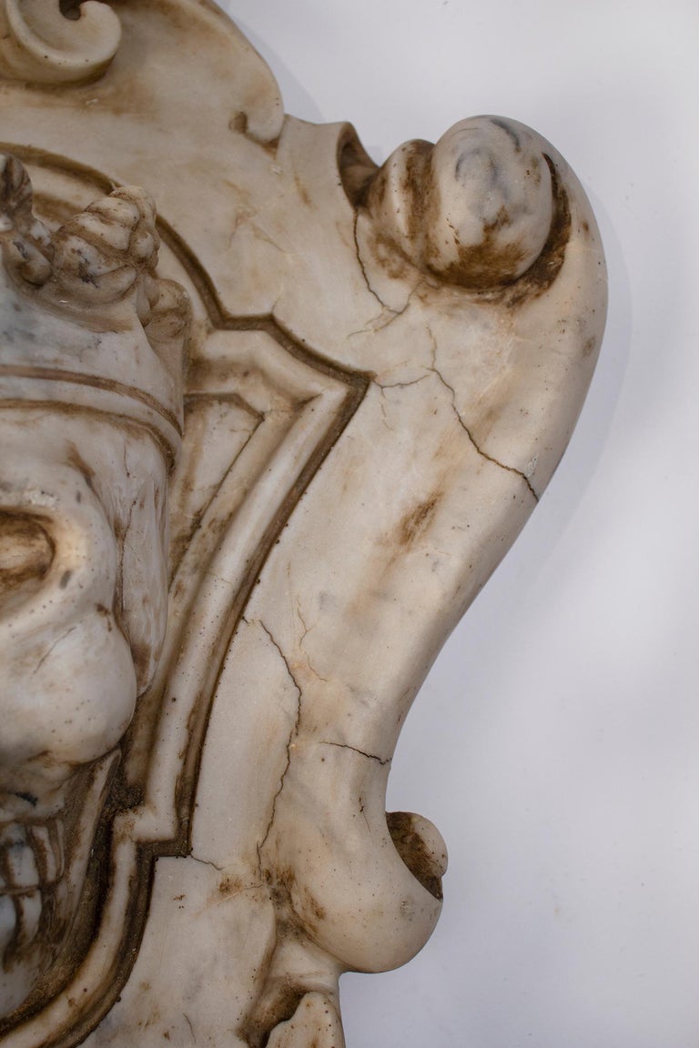 Hand Carved Solid Calacatta Marble Gothic Revival Skull Architectural ...