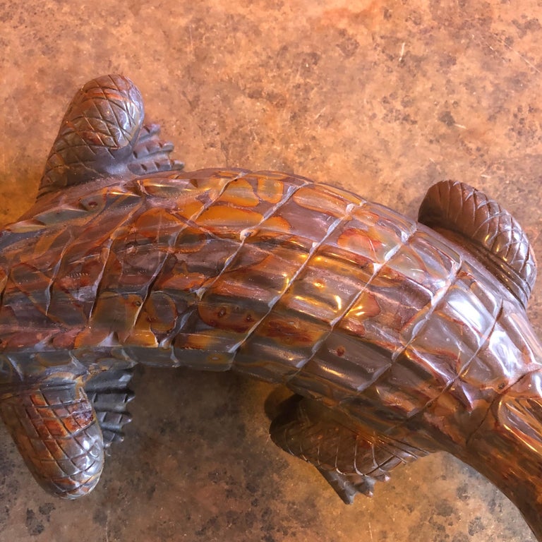 Hand Carved Stone Alligator / Crocodile Sculpture For Sale at 1stDibs ...
