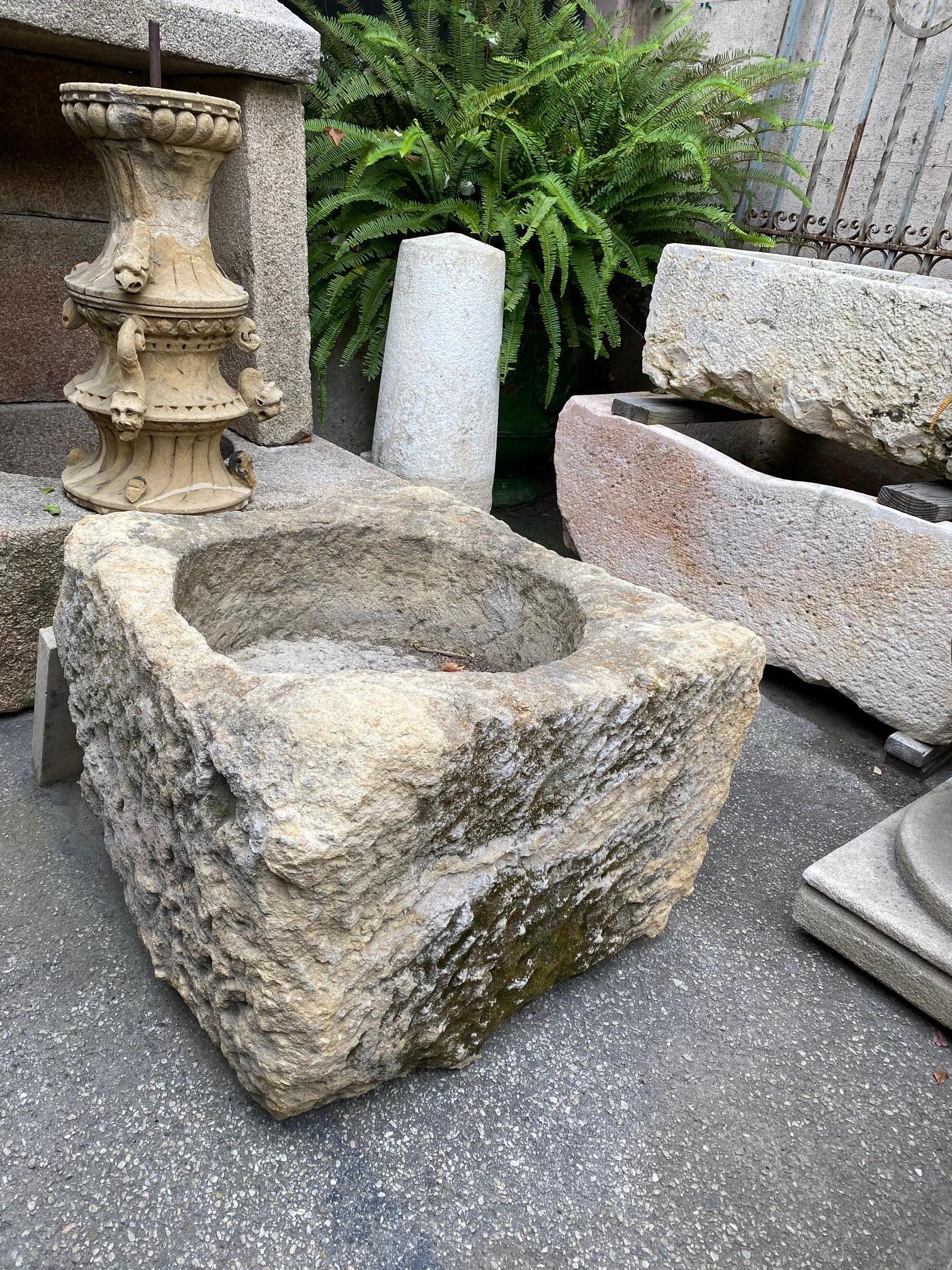 Hand Carved Stone Basin Trough Sink planter Container Antiques Los ...