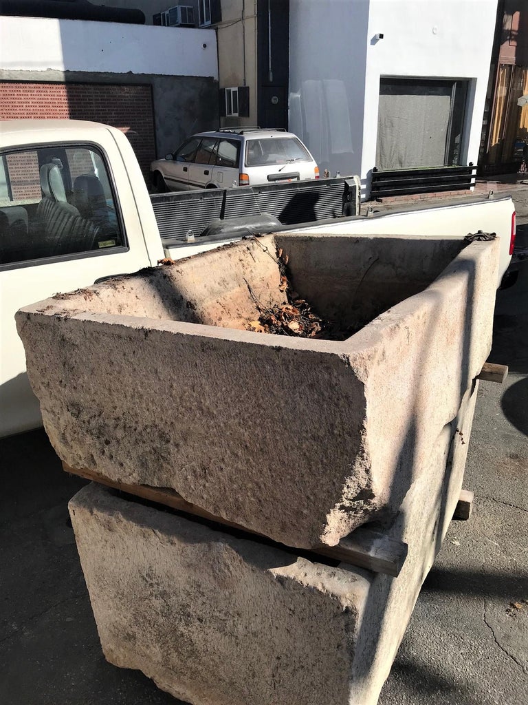 Hand Carved Stone Container Fountain Basin Tub Planter Firepit Trough ...