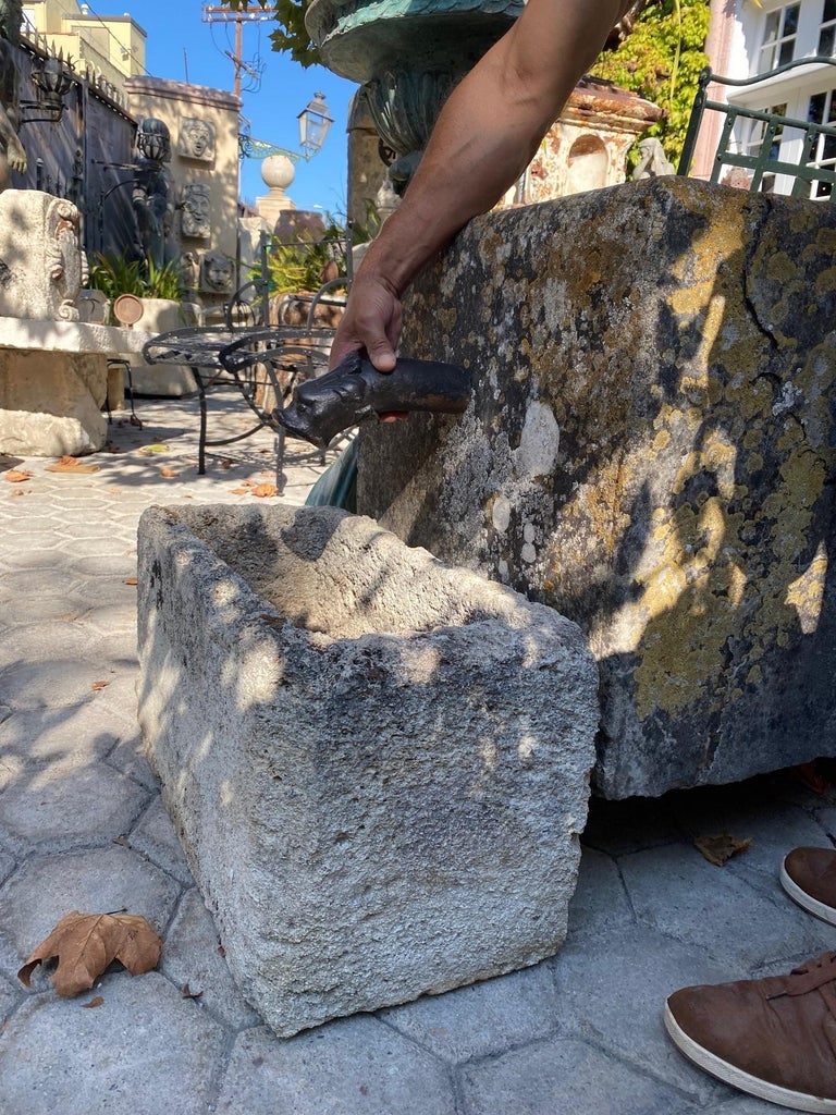 Hand Carved Stone Container Fountain Trough Basin Planter Antique Farm ...