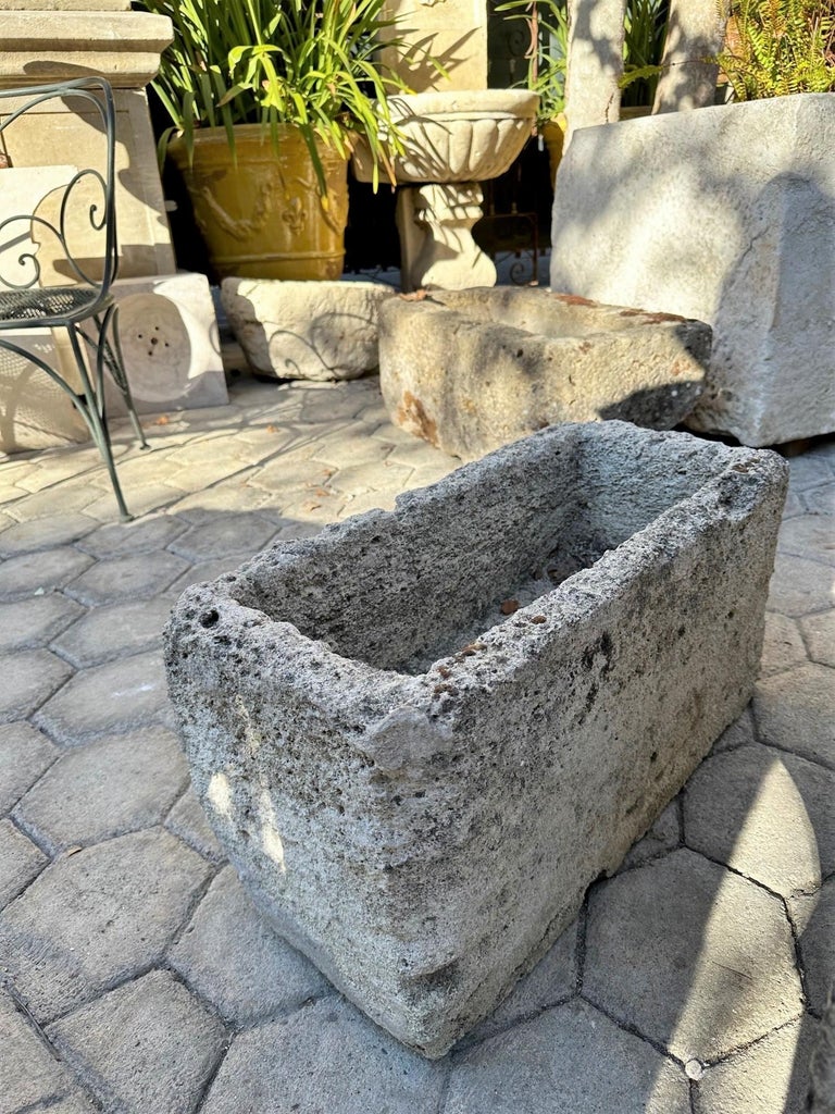 Hand Carved Stone Container Fountain Trough Basin Planter Antique Farm ...