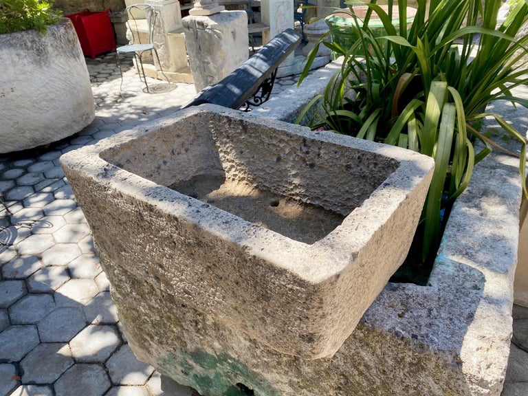Hand Carved Stone Container Fountain Trough Basin Planter Antique Farm ...