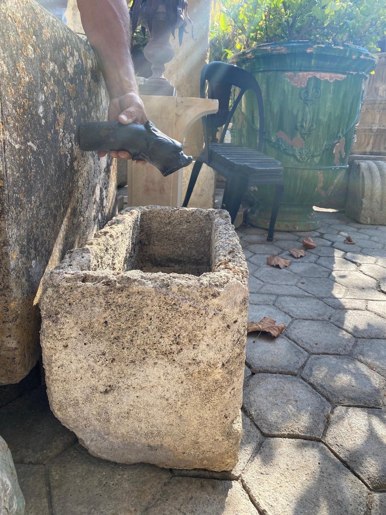 Hand Carved Stone Container Fountain Trough Basin Planter Antique Farm ...