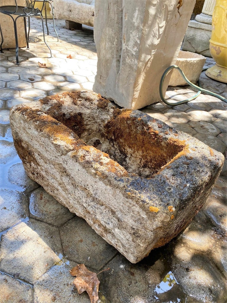 Hand Carved Stone Container Fountain Trough Basin Planter Antique Farm ...