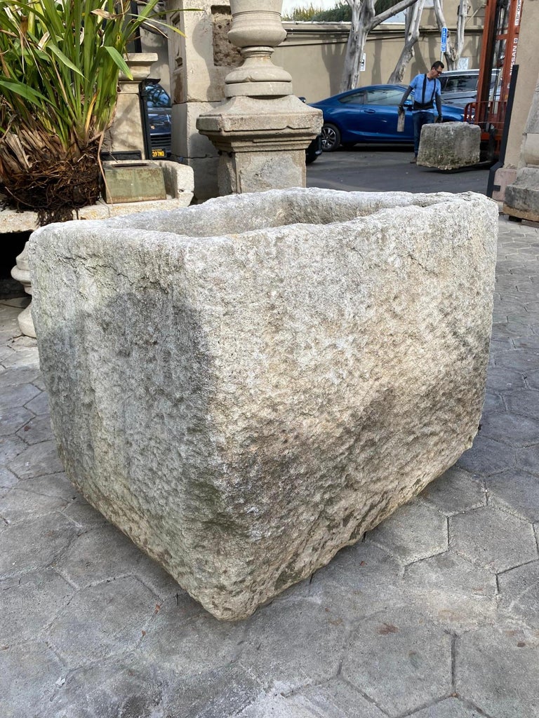Hand Carved Stone Container Jardinière Trough Basin Planter Antique ...