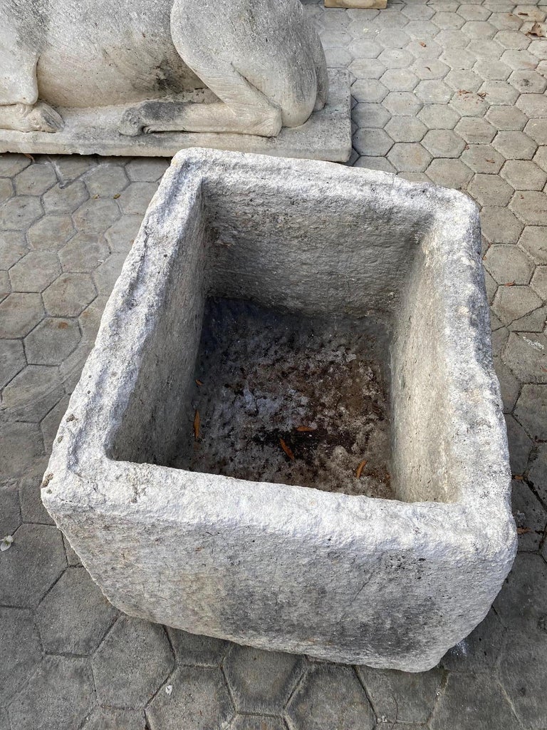 Hand Carved Stone Container Jardinière Trough Basin Planter Antique ...