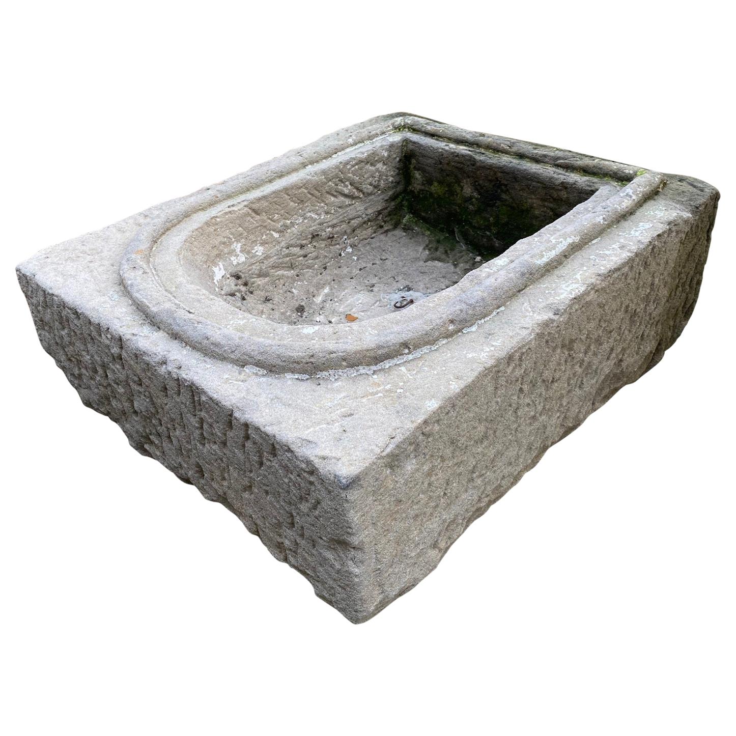 Hand Carved Stone Container Niche Decorative Object Planter Sink Basin ...