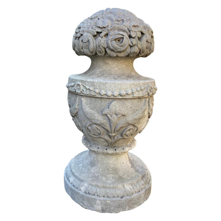 Hand Carved Stone Finial Decorative Architectural Element Urn Antiques ...