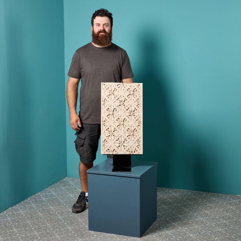 Hand Carved Stone Panel on Stand For Sale at 1stDibs